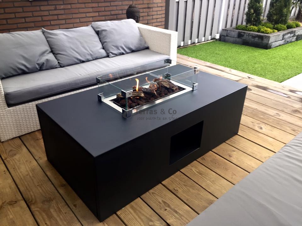 Vuurtafel Aluminium SKY – rechthoek - incl. inbouwhaard - Terras & Co BV