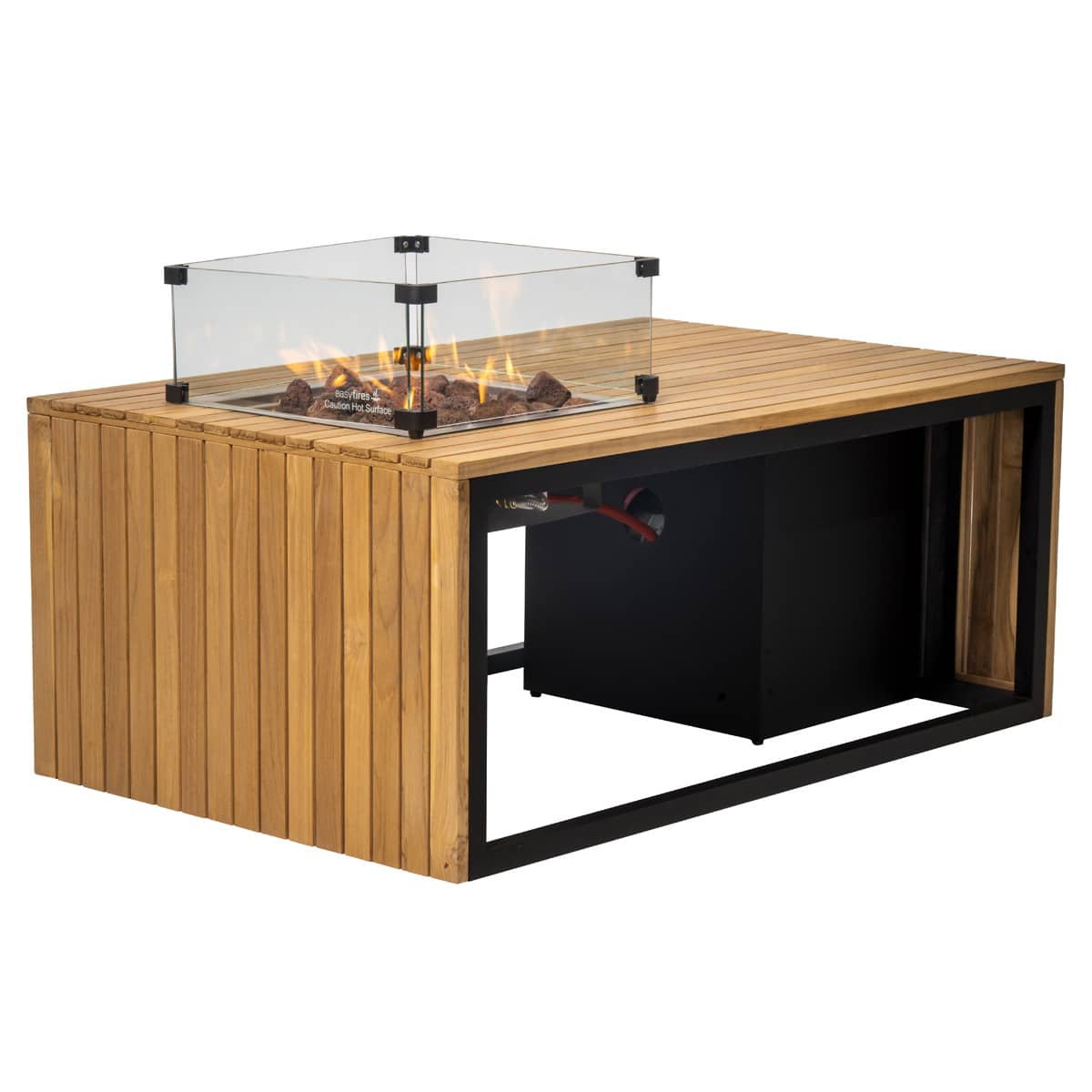 Enjoyfires | Vuurtafel Mida | Aluminium (zwart) en teak | 120x80cm ...